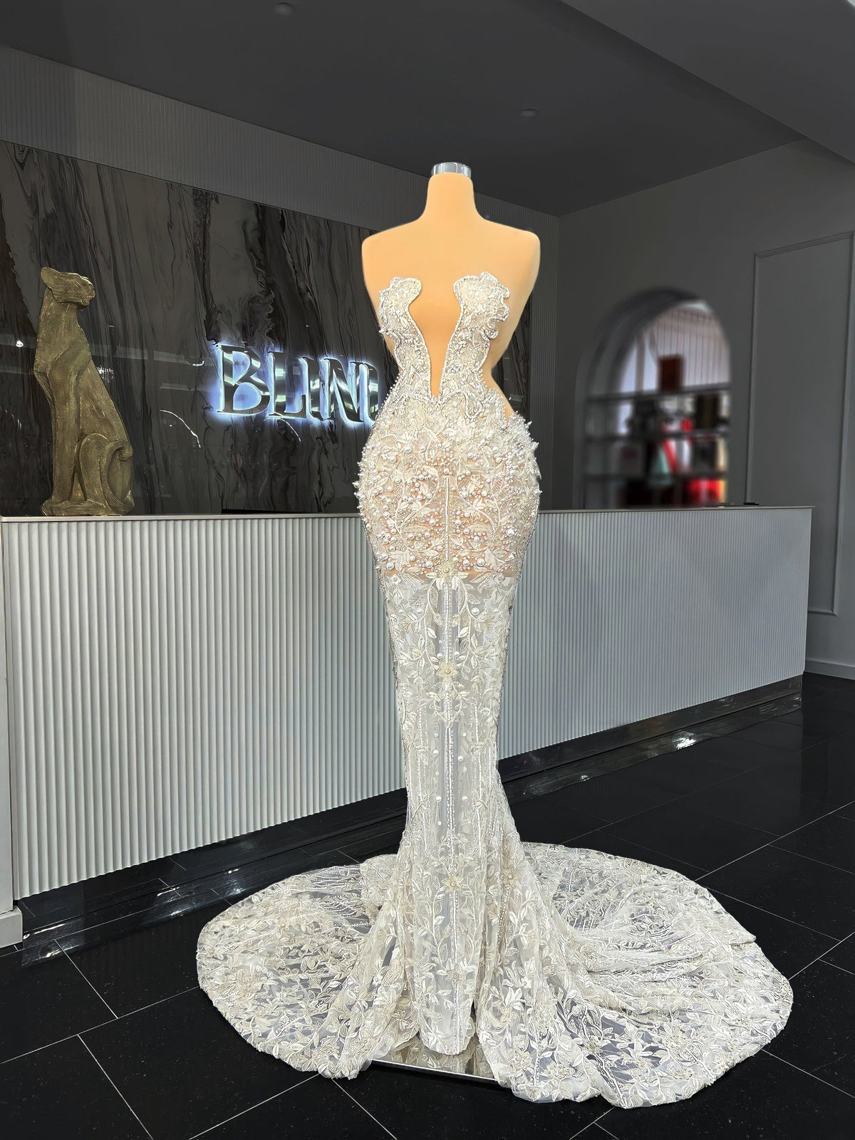 Sandra Sleeveless Bridal Dress with Open Chest Design – Blini Fashion House